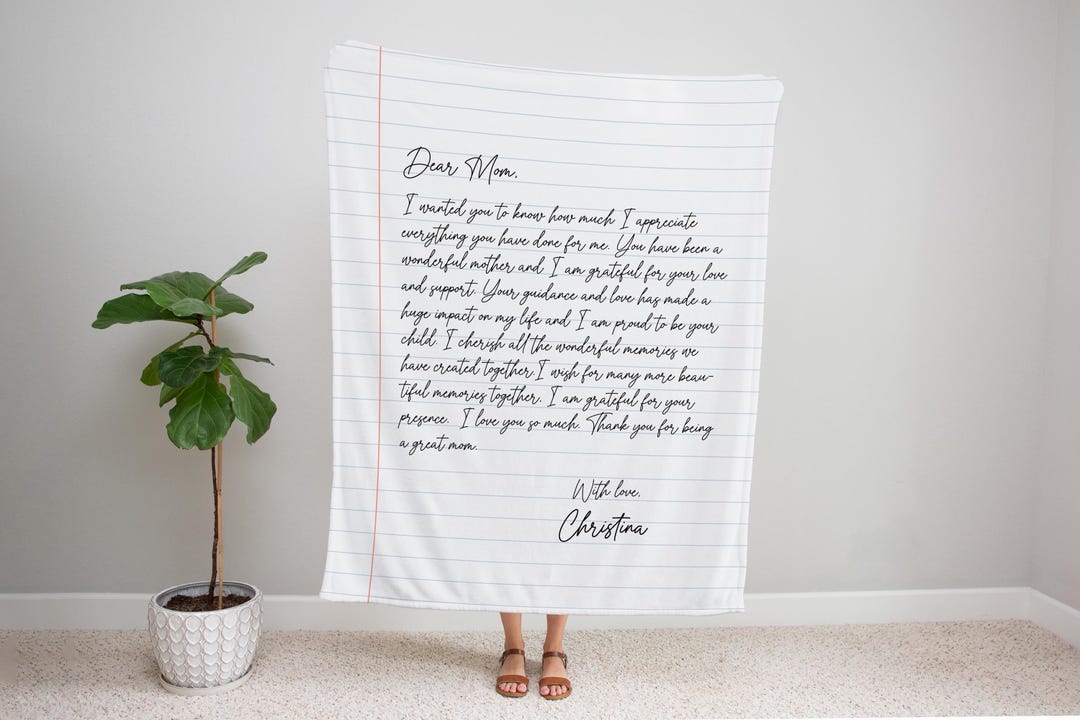 Personalized Letter Note Throw Blanket Ruled Paper, Letter Blanket Gift ...