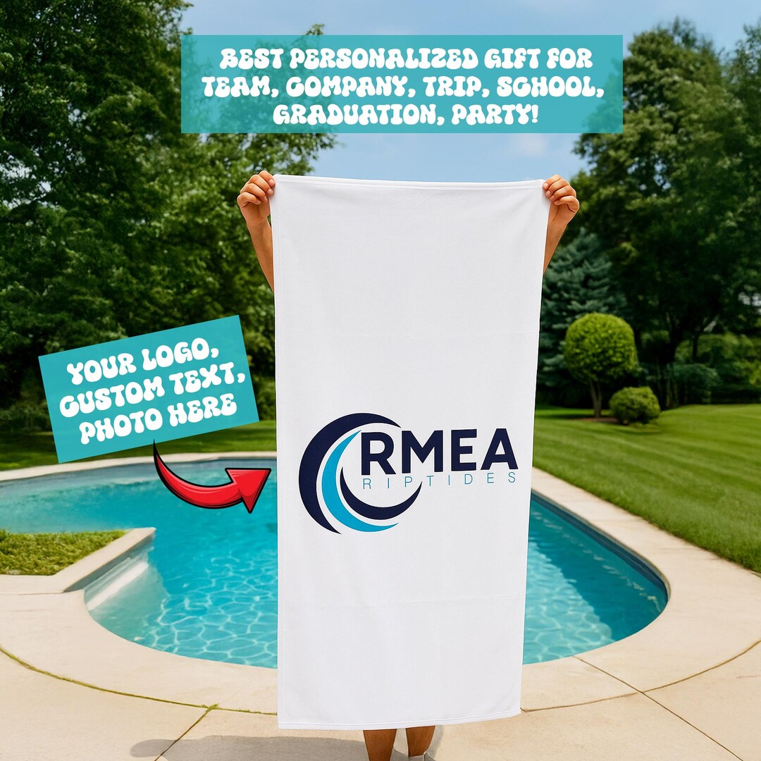 Custom Logo Beach Towel: Personalized Corporate Gift - Etsy