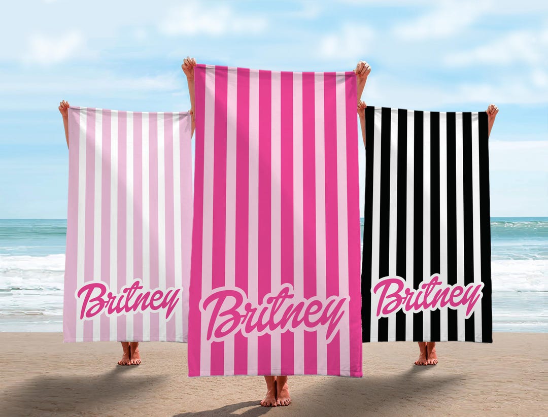 Pink Personalized Beach Towel, Let's Go Party Towel, Custom Pool Towel ...