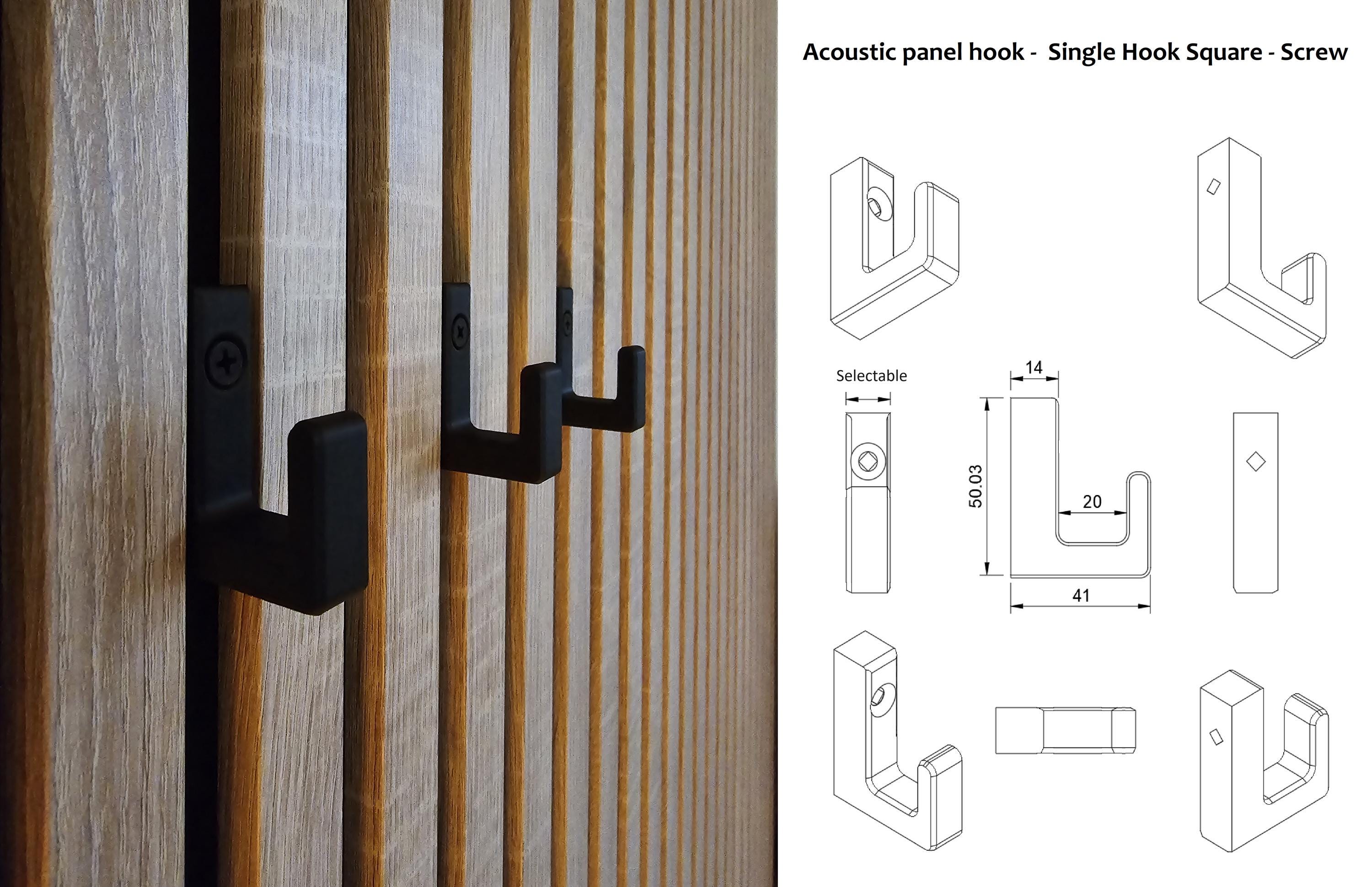 Acoustic Panel Hook - Single Hook Square - Screw Installation - Etsy