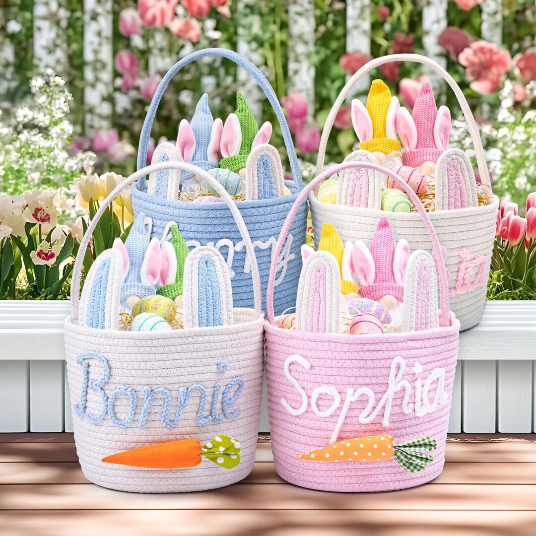 Personalized Easter Basket, Custom Kids Easter Basket With Name or ...