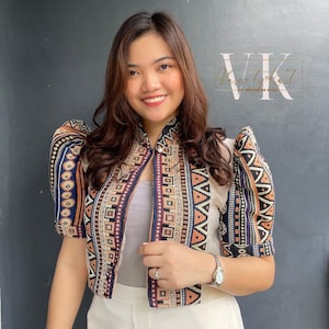 Premium Ethnic Modern Filipiniana Puff Sleeves With Organza - Etsy