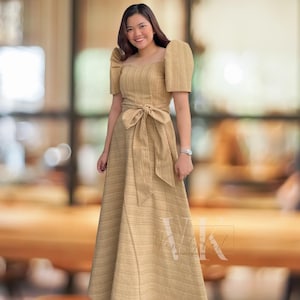 Blue / Mocha Shade Filipiniana With Detachable Ribbon - Etsy