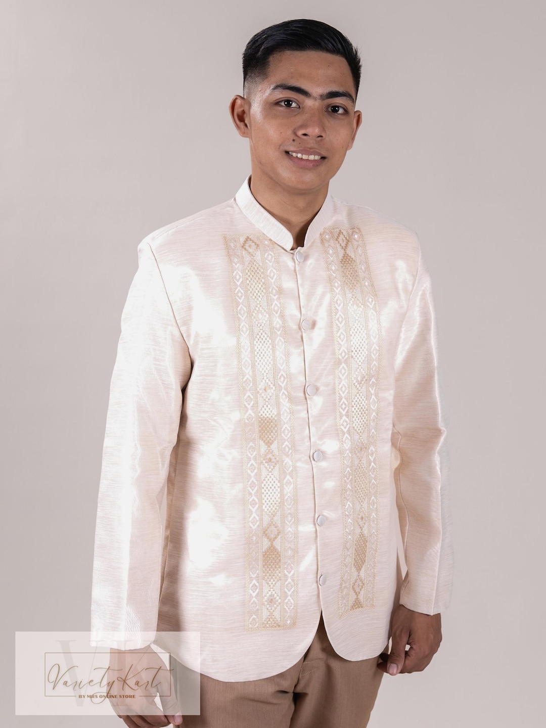 Modern Coat Barong Elegance Coat Barong for Men in Pink / Beige Shade ...