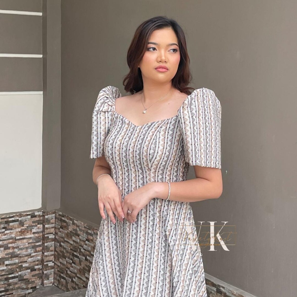 Inabel Sweetheart Filipiniana Long Dress Ethnic Zigzag Triangle Pattern ...