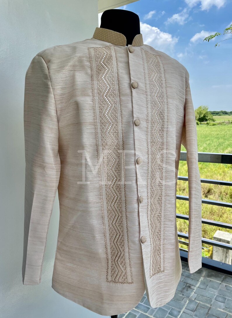 Coat Barong Tagalog Venusia Chinese Collar Embroidered - Zigzag Design ...