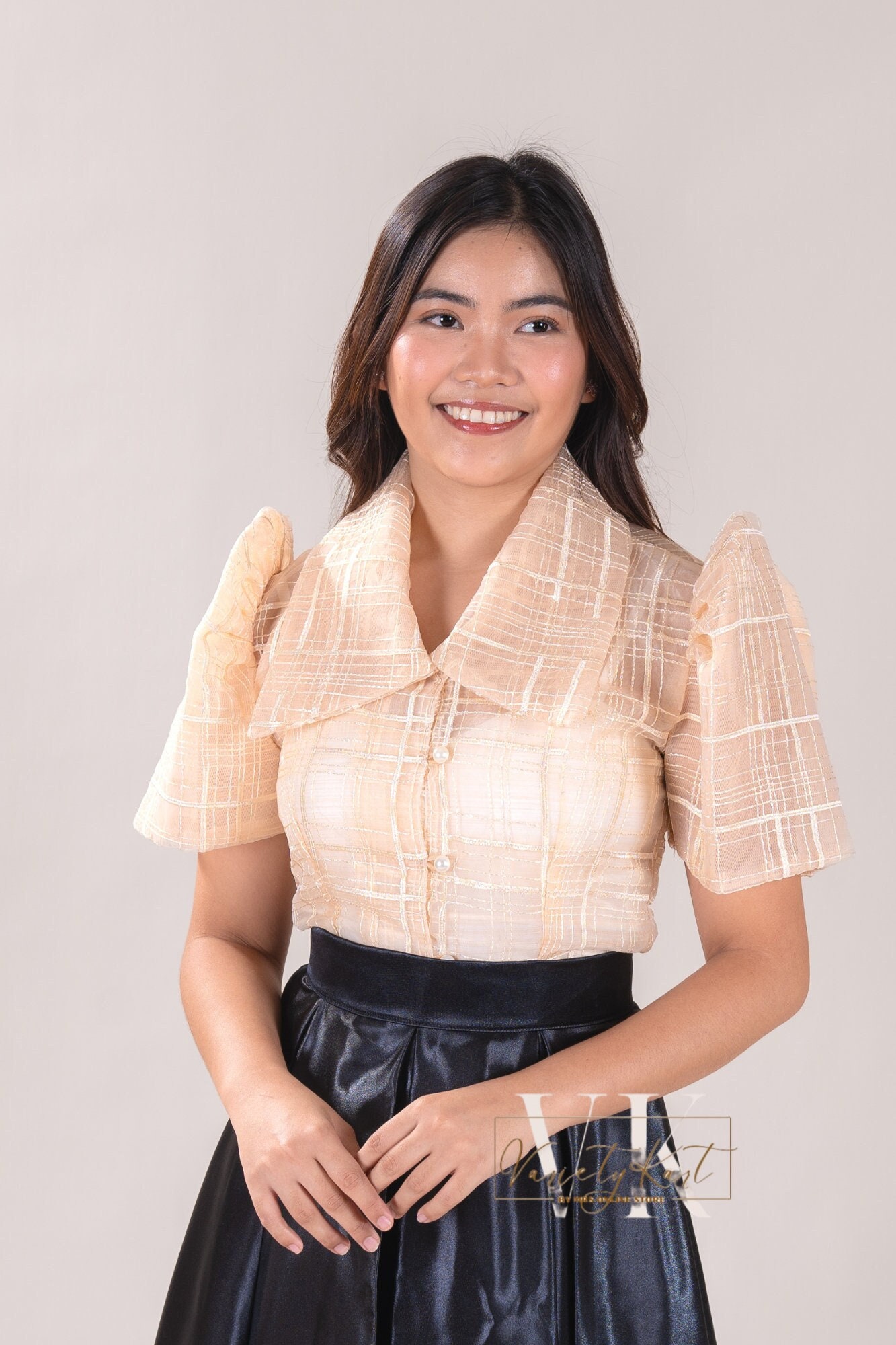 Lui Sports Collar Ladies Filipiniana Top Banig / Spanish Lace Design ...