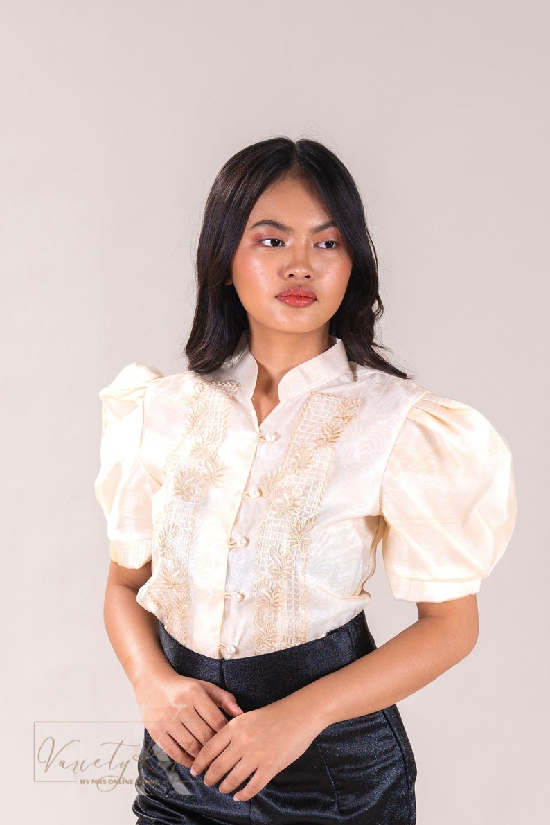 Modern Filipiniana Ladies Barong Puff Sleeves Elegance Assorted ...