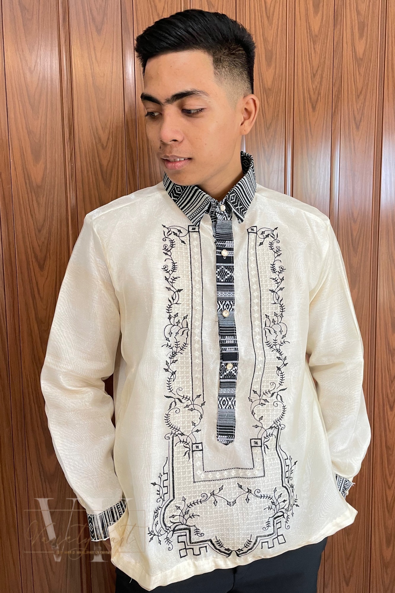 Traditional Organza Classic Barong Tagalog Ethnic Sports Collar ...