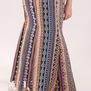 Inabel Filipiniana Serpentina Gown Dress Geometric Pattern in Yellow ...