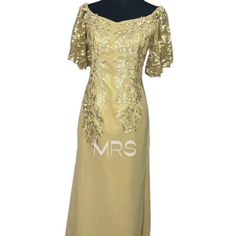 Palay-palay Design Chiffon Long Gown for Mother / Sponsor Formal Dress ...