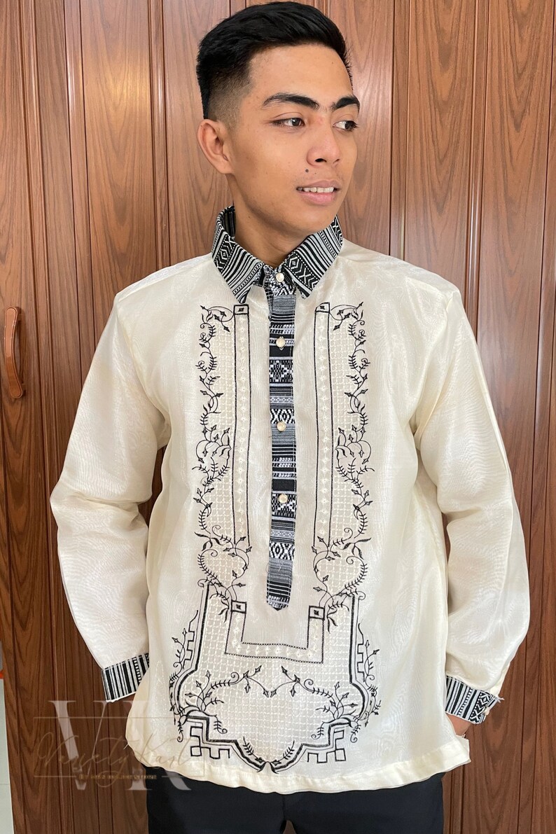 Traditional Organza Classic Barong Tagalog Ethnic Sports Collar ...