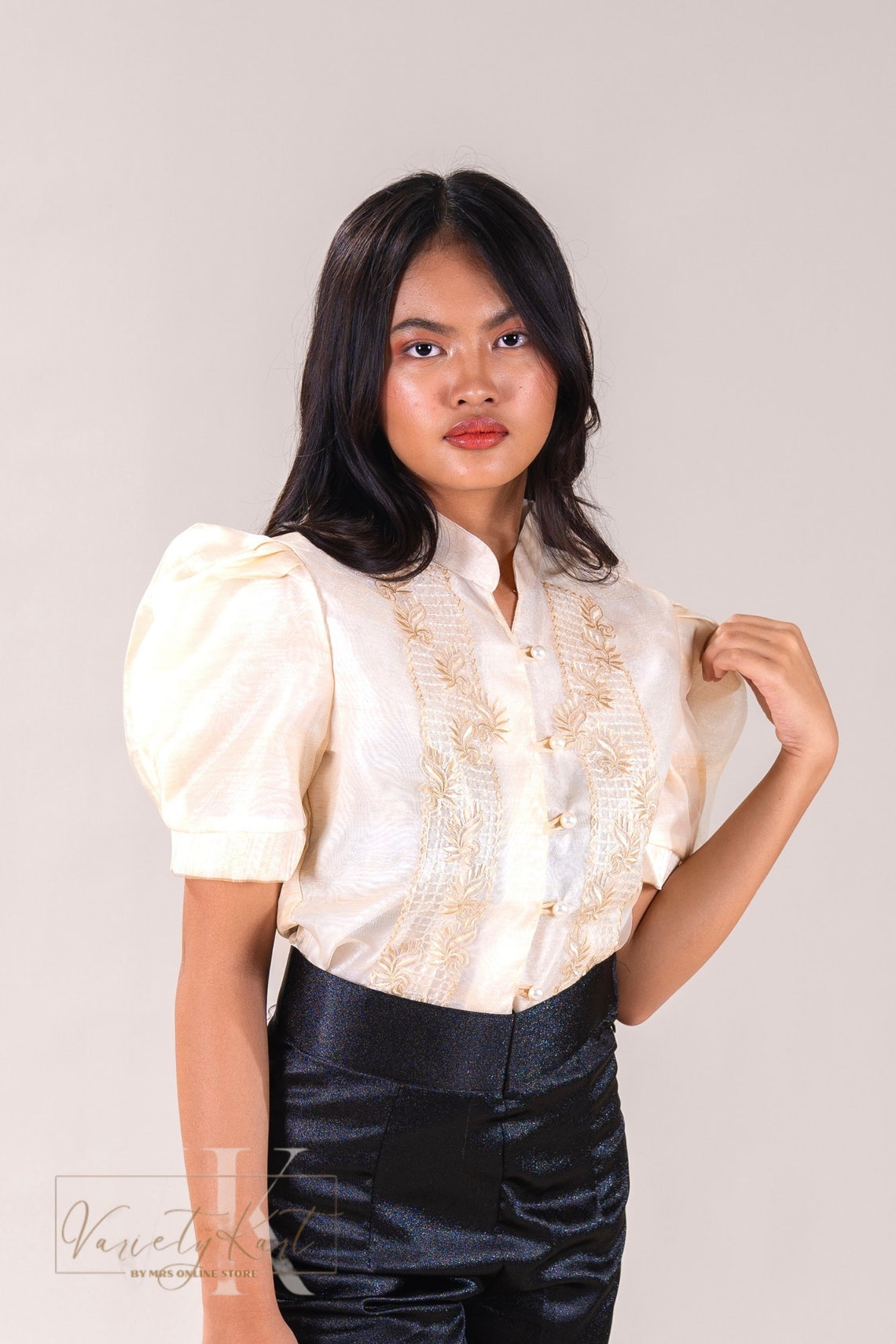 Modern Filipiniana Ladies Barong Puff Sleeves Elegance Assorted ...