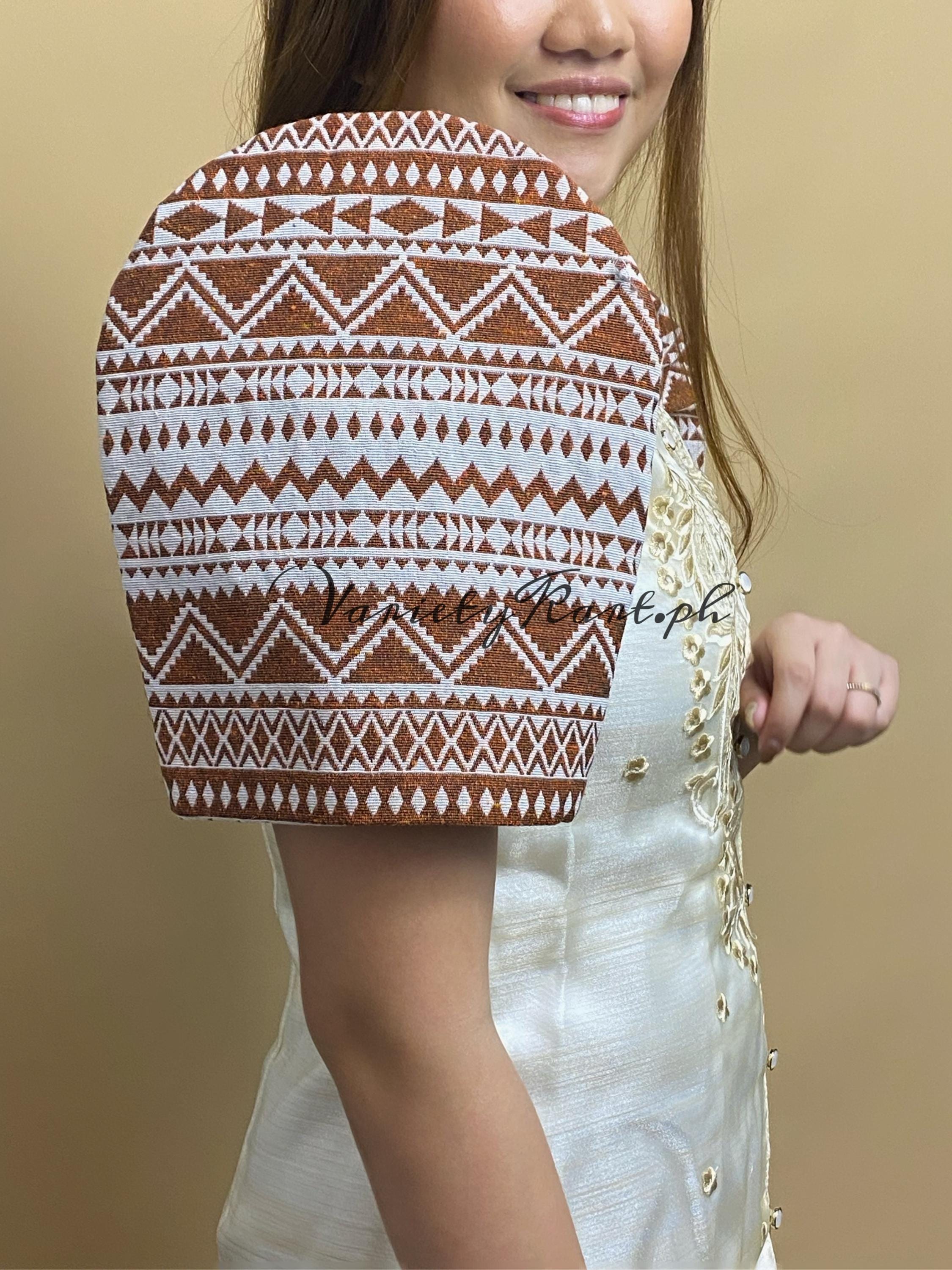 Premium Chinese Collar Modern Ladies Barong Filipiniana Rust Brown ...