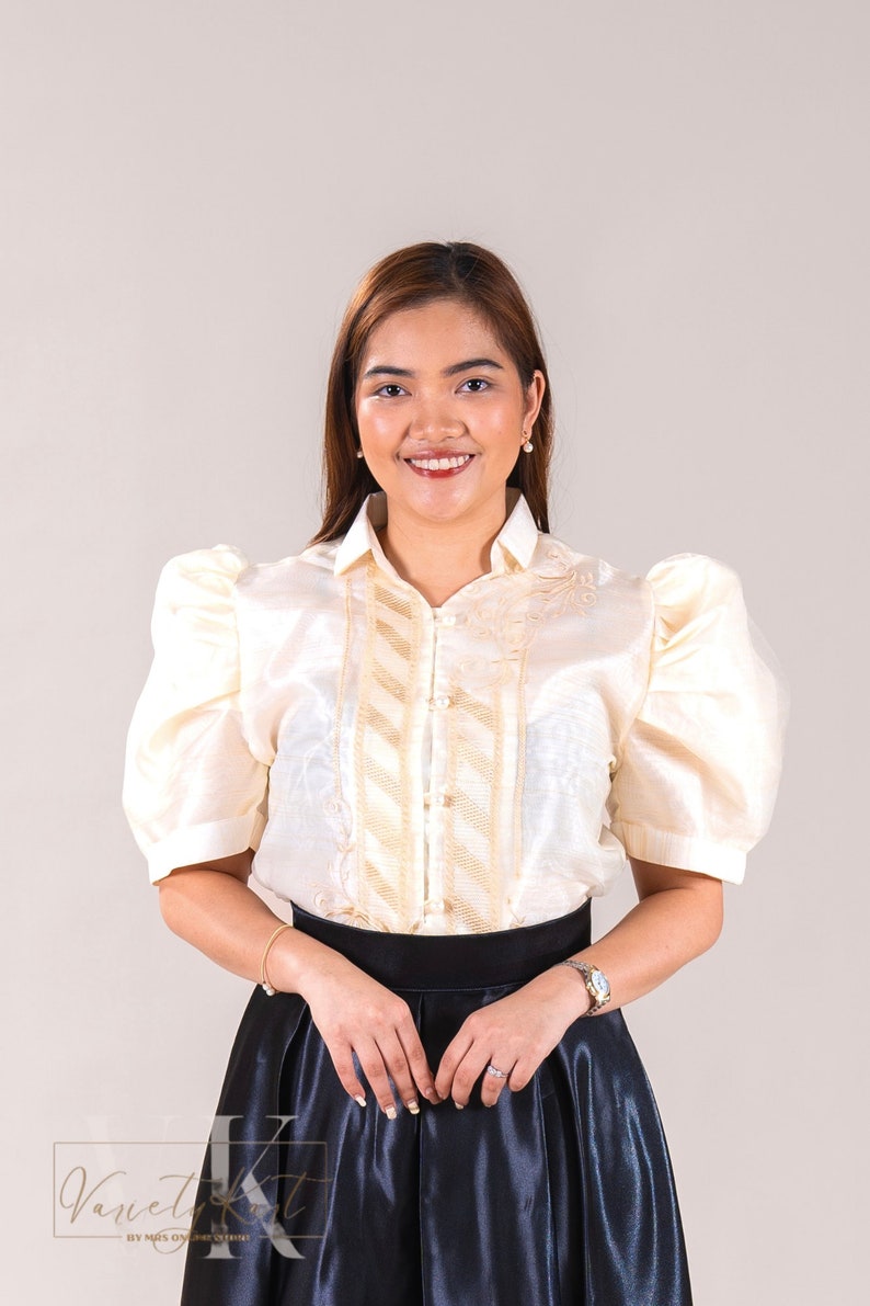 Modern Filipiniana Ladies Barong Puff Sleeves Elegance Assorted ...