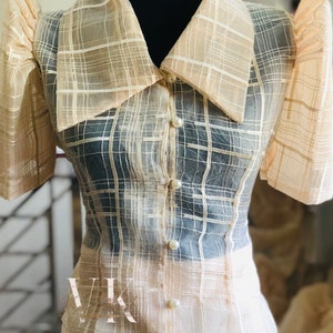 Lui Sports Collar Ladies Filipiniana Top Banig / Spanish Lace Design ...