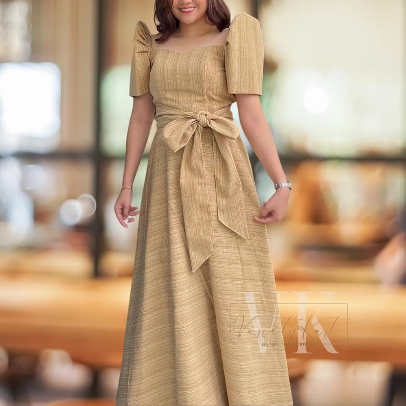 Blue / Mocha Shade Filipiniana With Detachable Ribbon - Etsy Canada