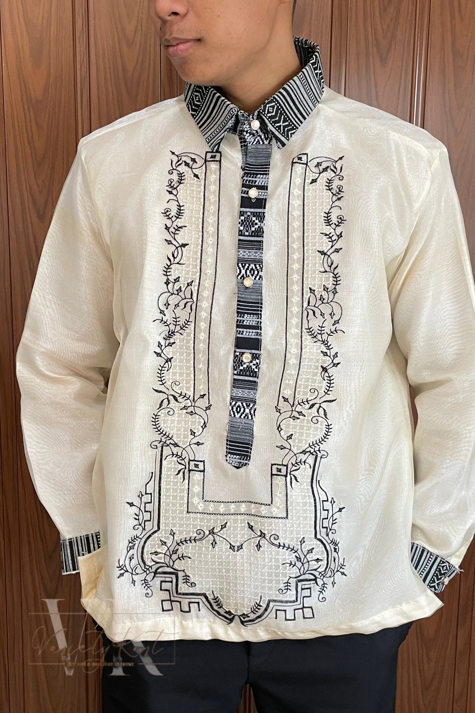 Traditional Organza Classic Barong Tagalog Ethnic Sports Collar ...