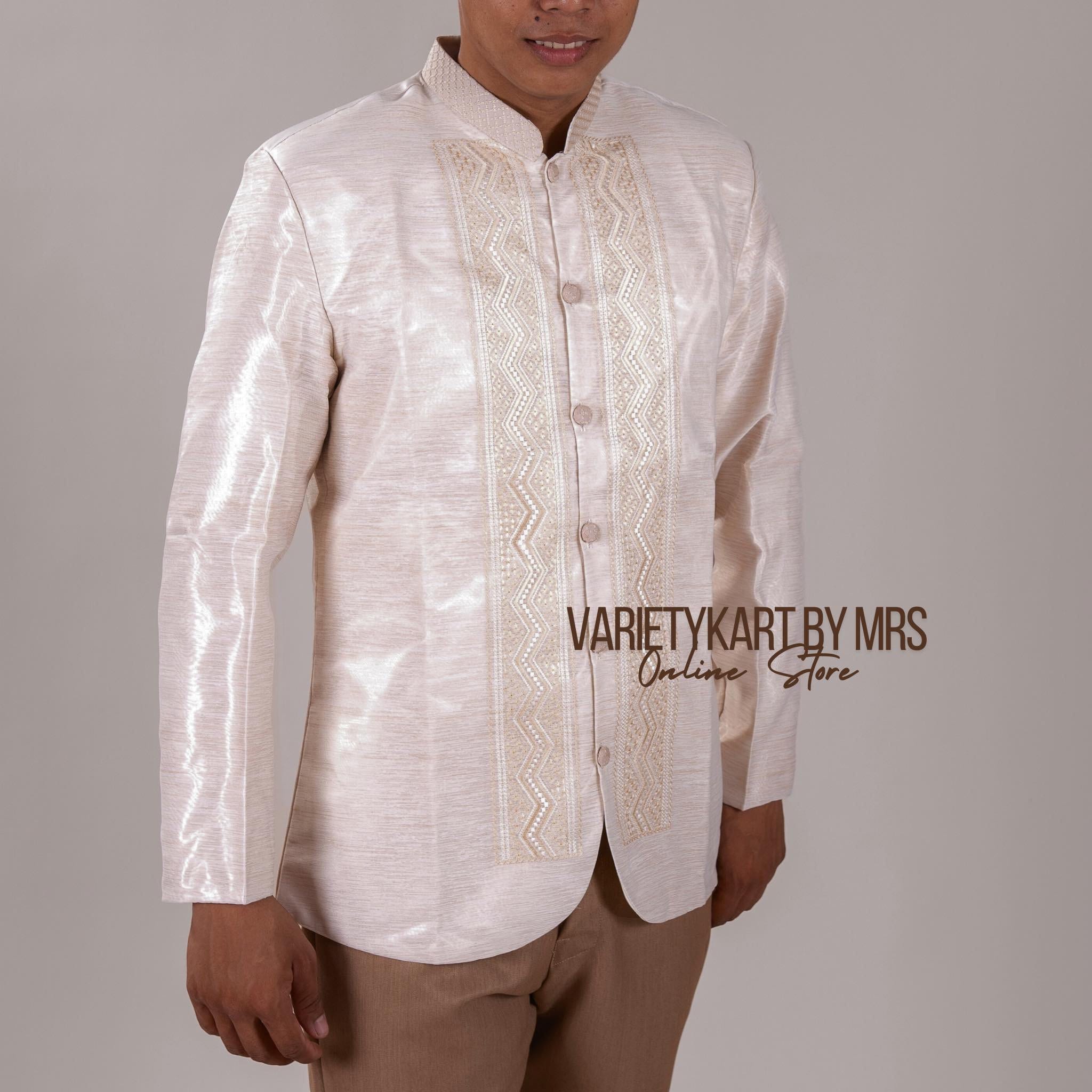 Coat Barong Tagalog Venusia Chinese Collar Embroidered - Zigzag Design ...