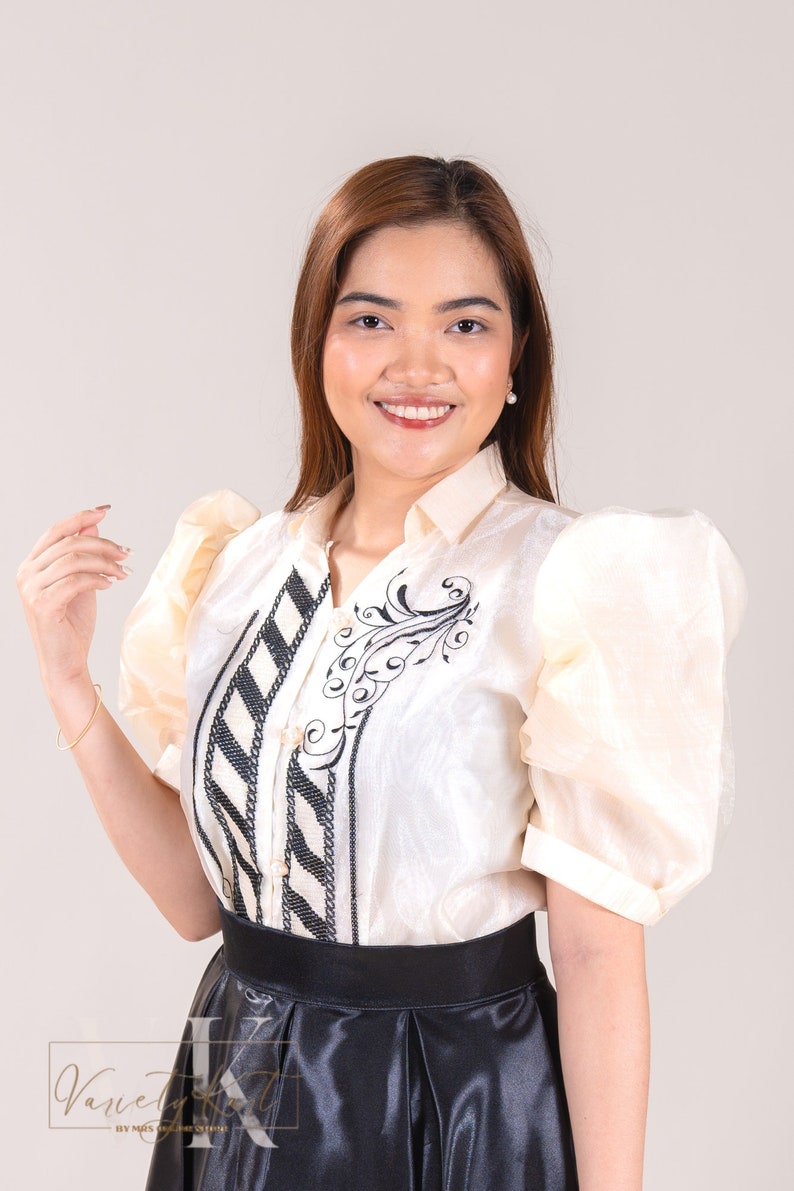 Modern Filipiniana Ladies Barong Puff Sleeves Elegance Assorted ...
