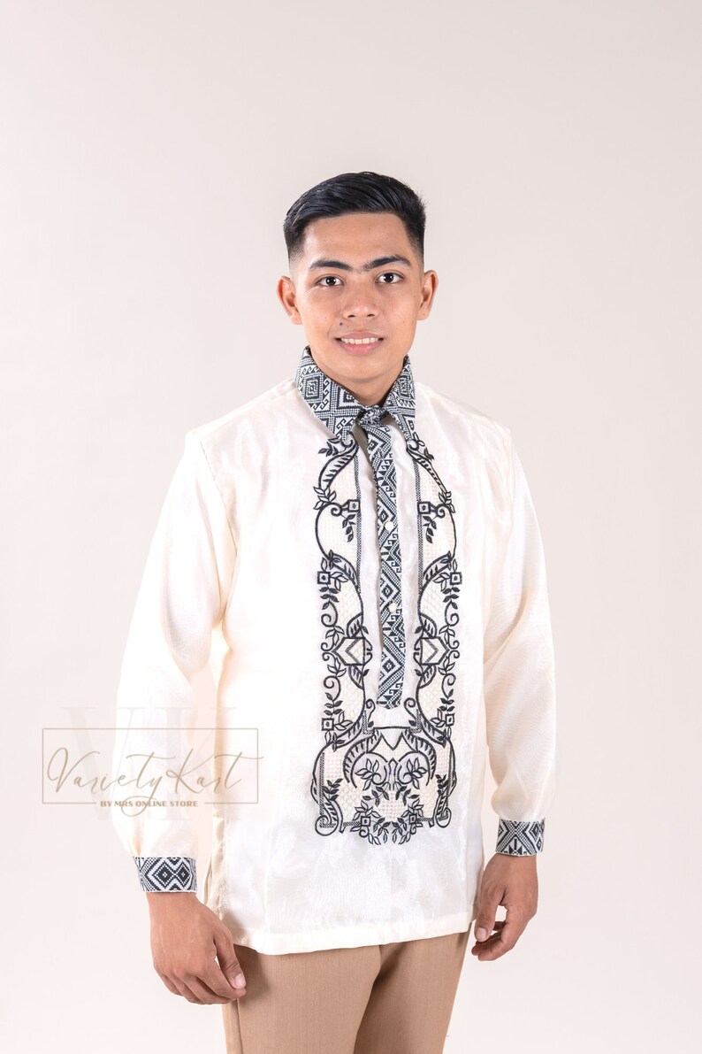 Traditional Organza Classic Barong Tagalog Ethnic Sports Collar ...