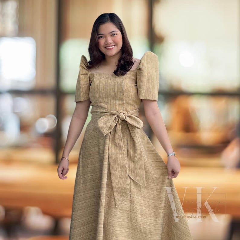 Blue / Mocha Shade Filipiniana With Detachable Ribbon - Etsy