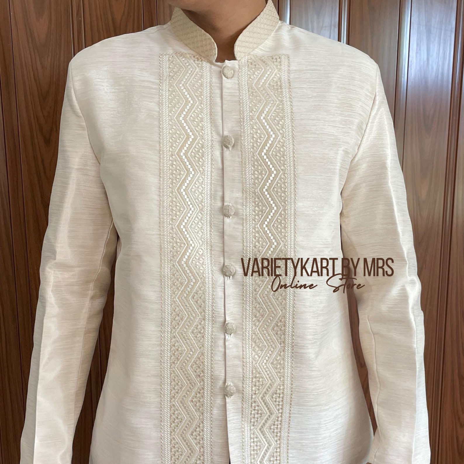 Coat Barong Tagalog Venusia Chinese Collar Embroidered - Zigzag Design ...