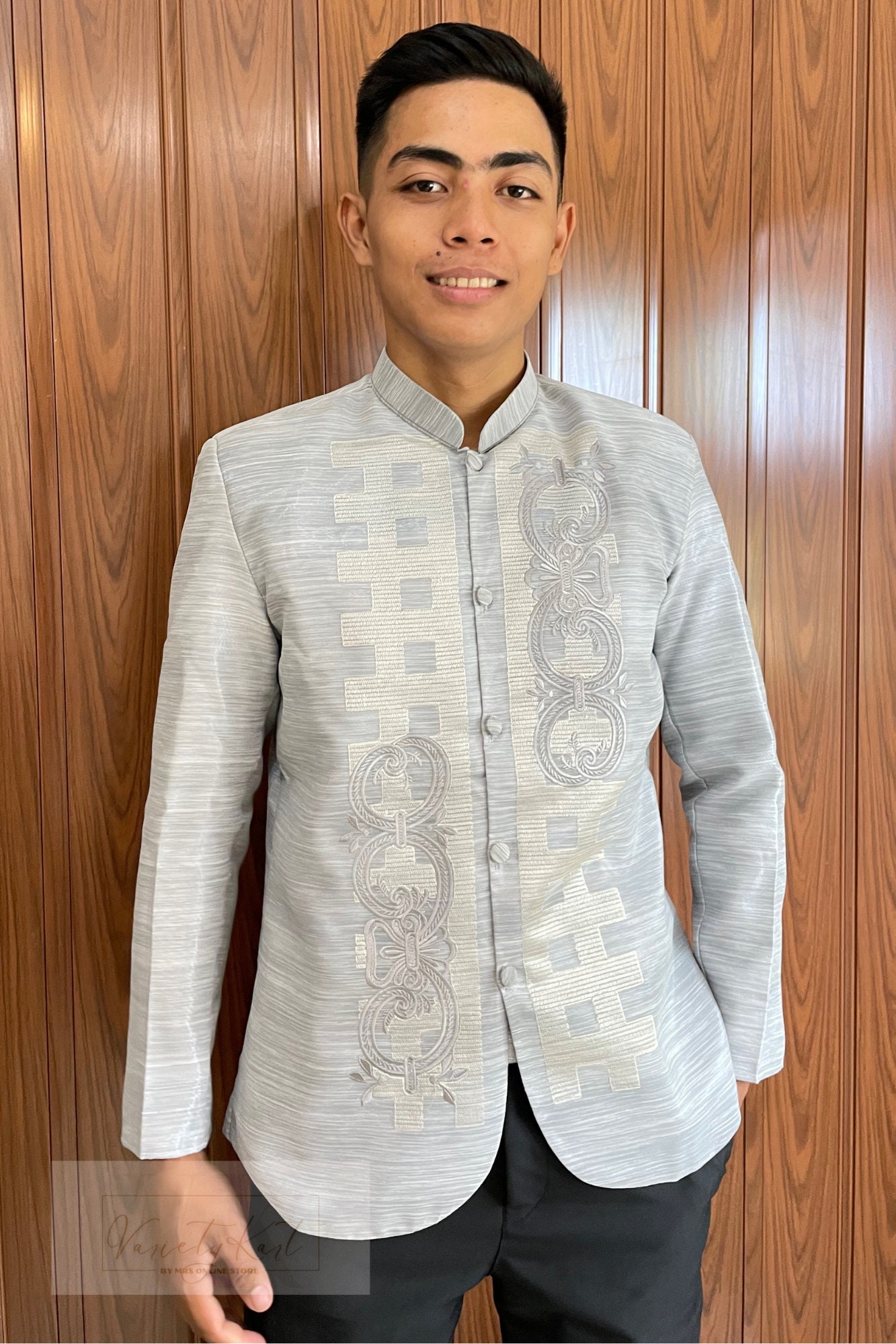 Gray Black Elegant Modern Coat Barong Tagalog Kultura Fusion - Etsy