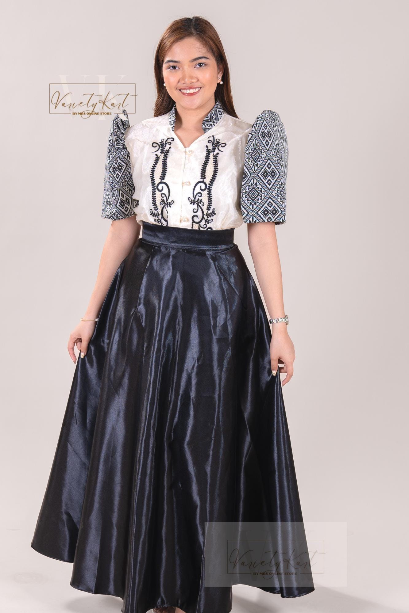 Modern Ethnic Filipiniana Chinese Collar Blouse Vigan Embroidery - Etsy