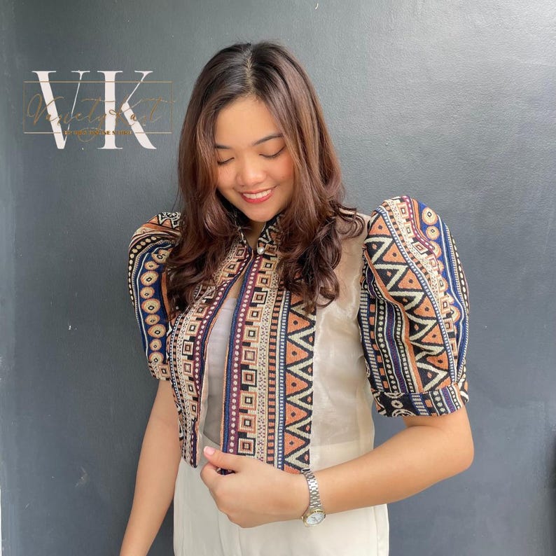 Premium Ethnic Modern Filipiniana Puff Sleeves With Organza - Etsy