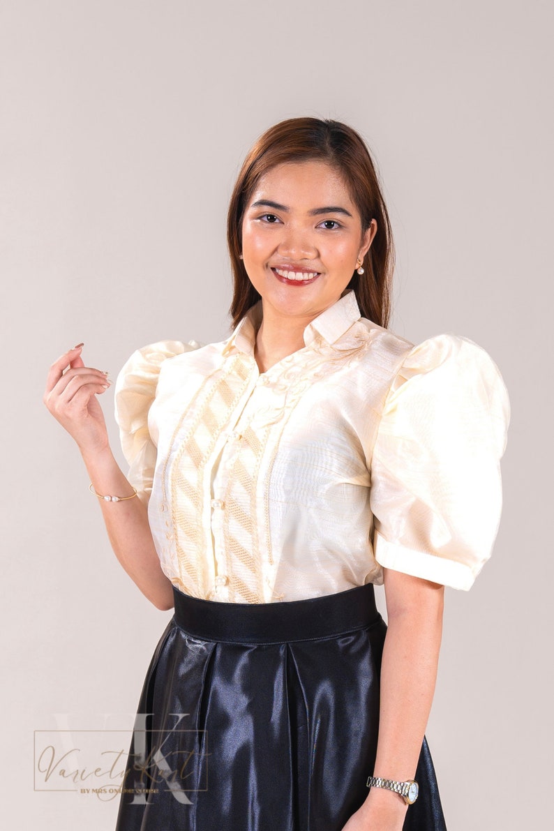 Modern Filipiniana Ladies Barong Puff Sleeves Elegance Assorted ...