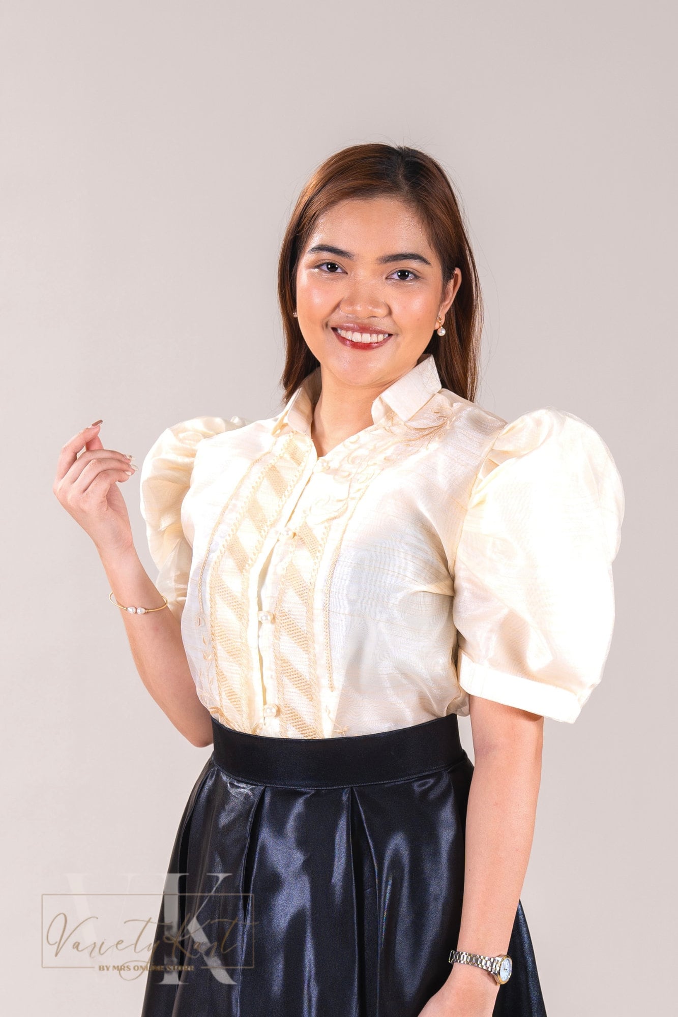 Modern Filipiniana Ladies Barong Puff Sleeves Elegance Assorted ...