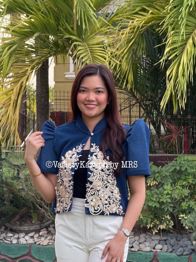Modern Candycrush Filipiniana Bolero Chinese Collar With Lace Design - Etsy