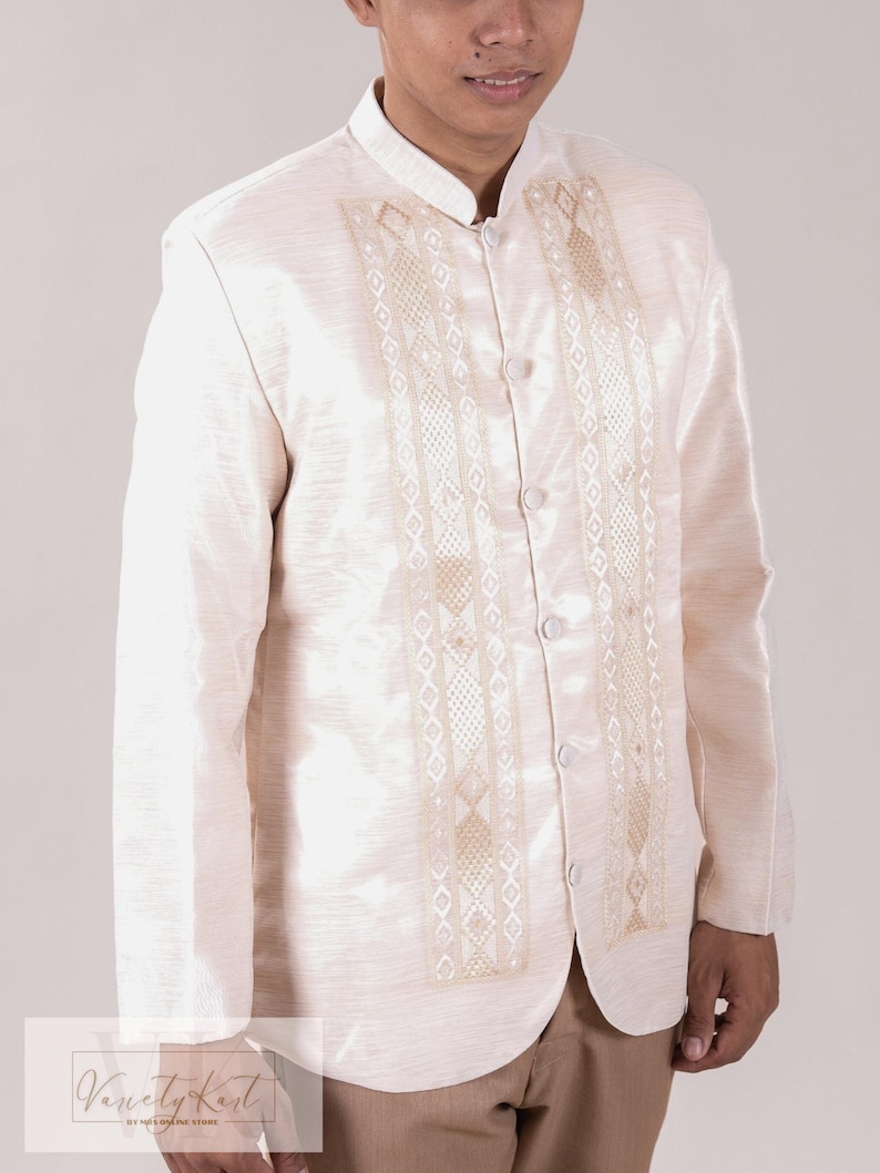 Modern Coat Barong Elegance Coat Barong for Men in Pink / Beige Shade ...