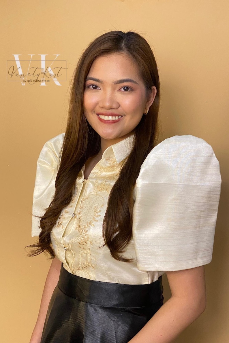 Marian Top Sports Collar Modern Filipiniana Ladies Barong - Etsy