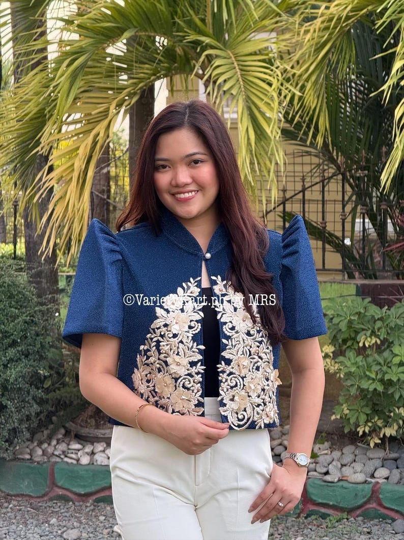 Modern Candycrush Filipiniana Bolero Chinese Collar With Lace Design - Etsy