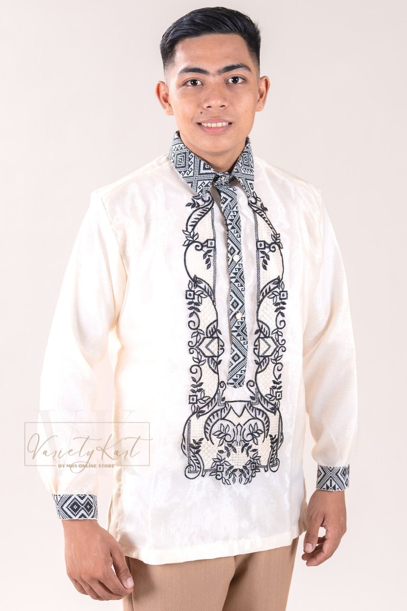 Traditional Organza Classic Barong Tagalog Ethnic Sports Collar ...
