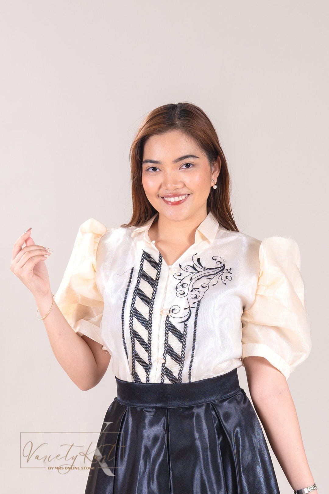 Modern Filipiniana Ladies Barong Puff Sleeves Elegance Assorted ...