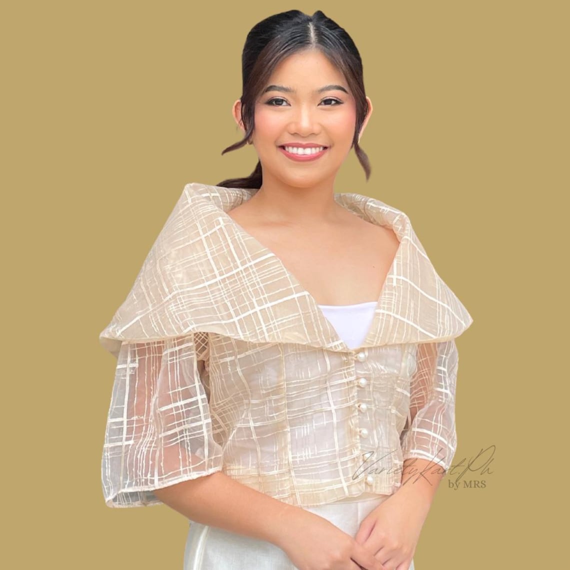 Maria Clara Inspired Blouse Filipiniana in Banig Style Fabric - Etsy