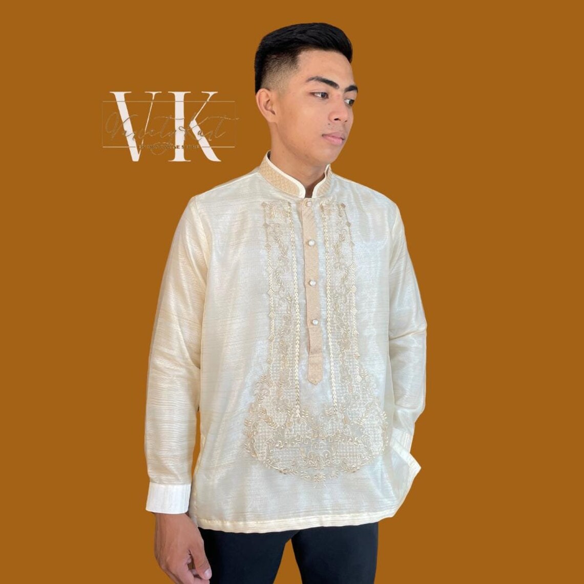 Classic Pina Organza Chinese Collar Barong Tagalog With Lining ( Random ...