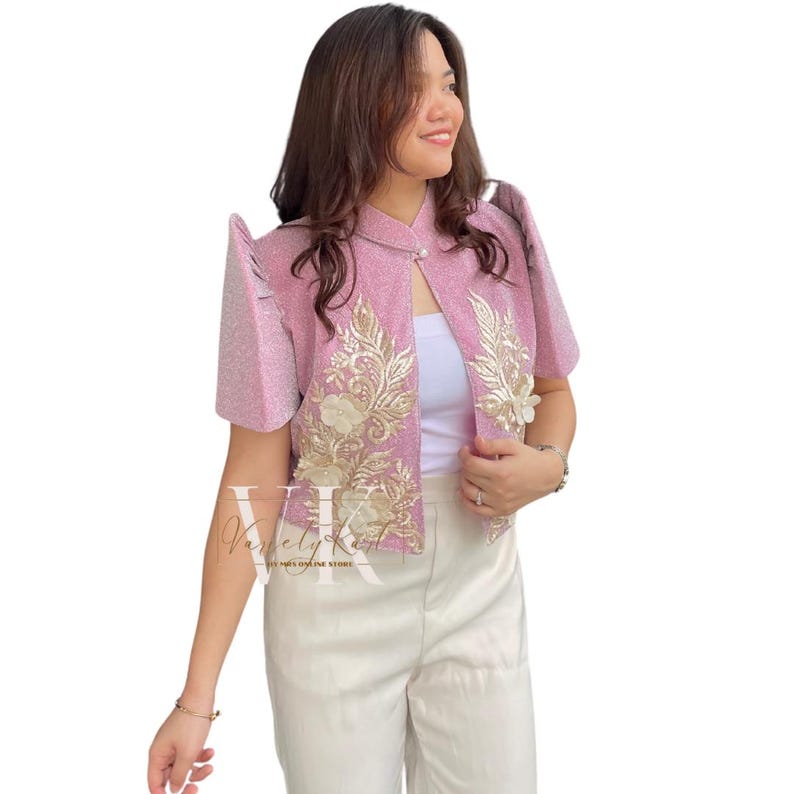Modern Candycrush Filipiniana Bolero Chinese Collar With Lace Design - Etsy