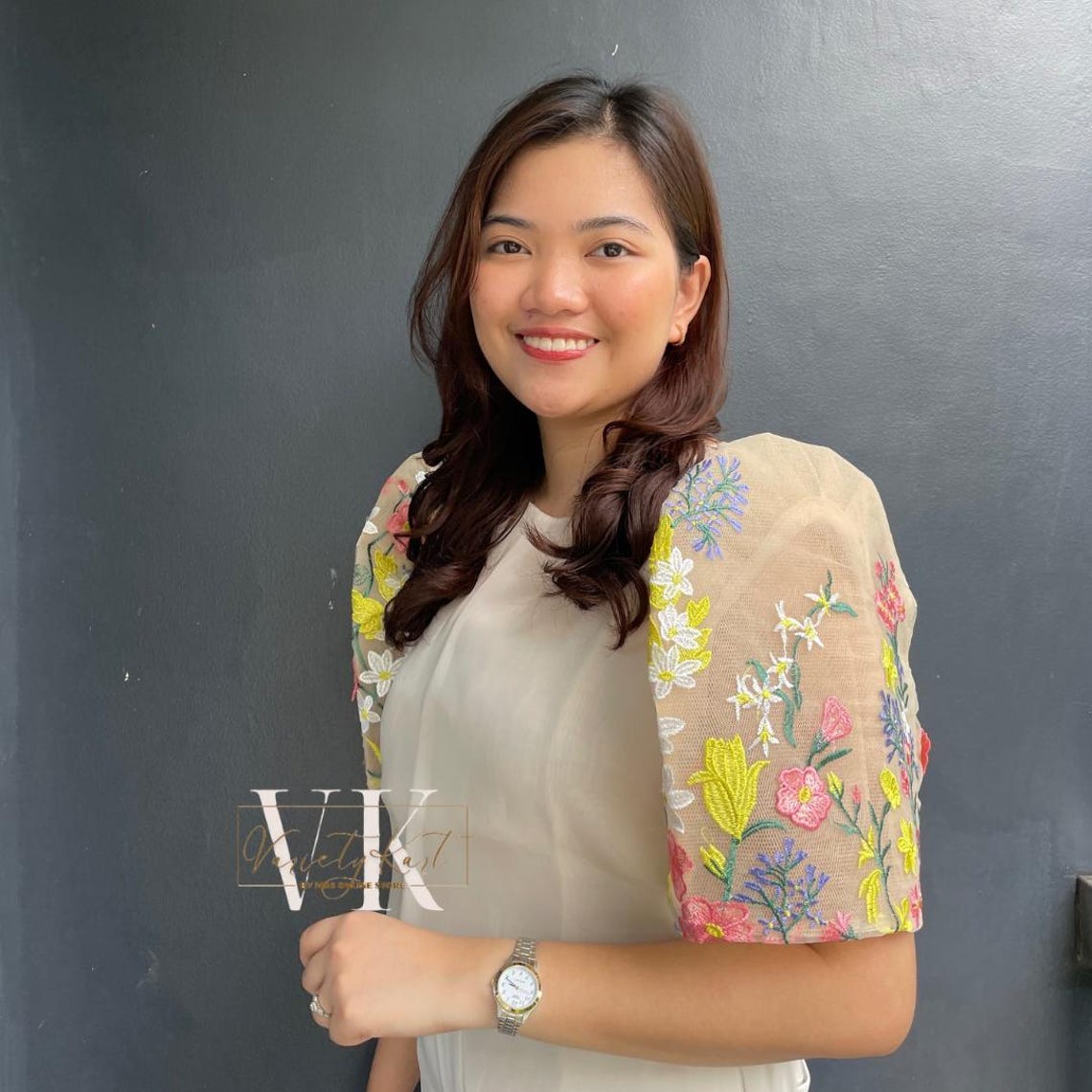 Minimalist Juci Top Filipiniana With Lace Sleeves in Beige Color - Etsy