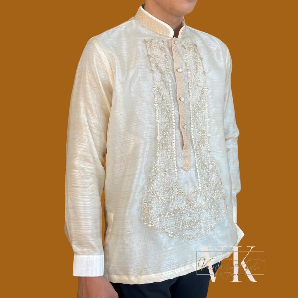 Classic Pina Organza Chinese Collar Barong Tagalog With Lining ( Random ...