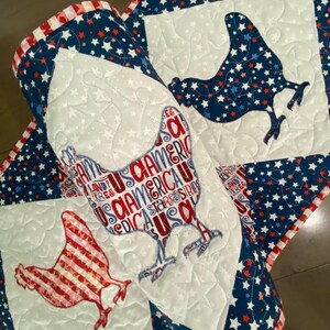 Patriotic Chickens Table Runner, Red, White, and Blue Table Runners ...