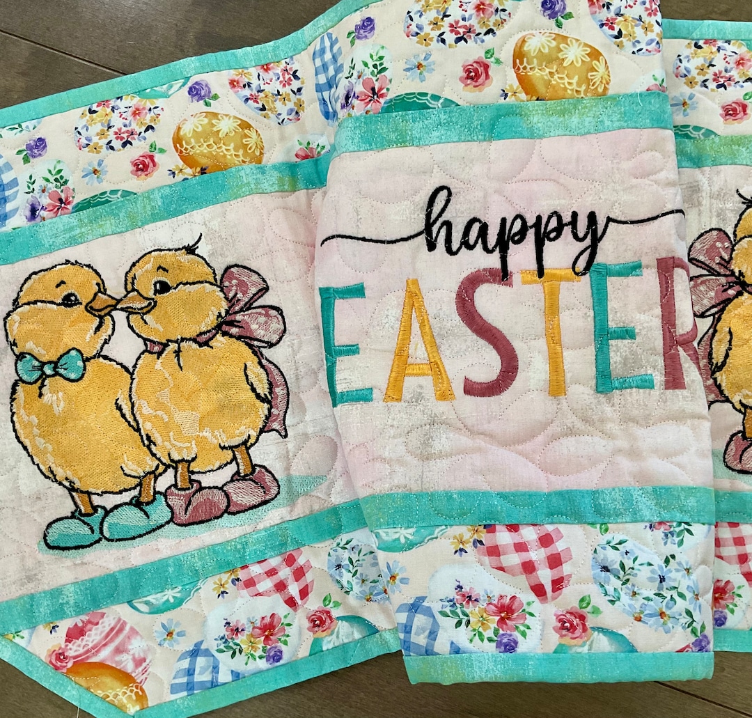 Happy Easter Table Quilt, Easter Table Runners, Quilted Table Decor - Etsy