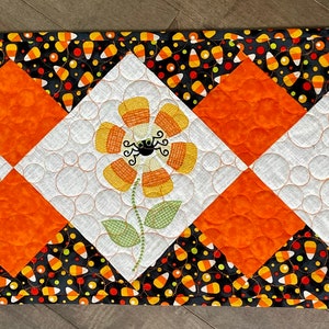 Candy Corn Flowers Quilted Halloween Table Runner - Etsy