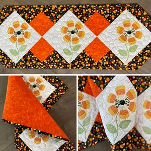 Candy Corn Flowers Quilted Halloween Table Runner - Etsy