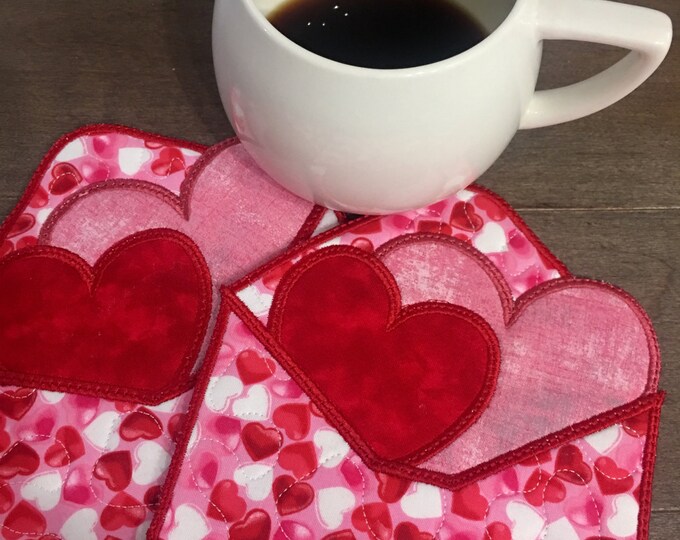 VALENTINE LOVE LETTERS Mug Rugs . . .#loveletters . . .#appliquedesign ...