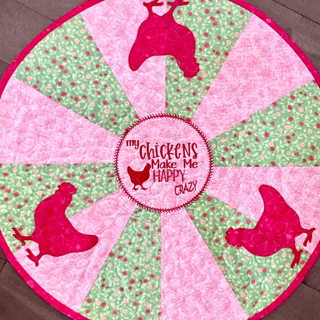 Chicken Circle Table Quilt, Country Farmhouse Table Toppers, Summer ...