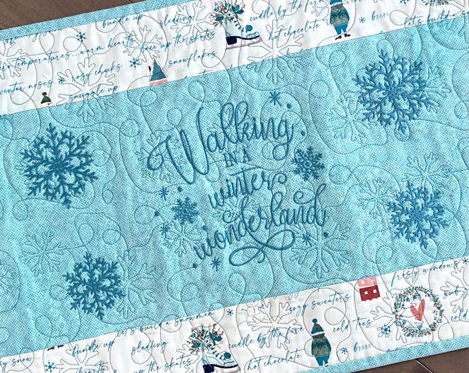 Winter Wonderland Table Quilt, Winter Table Runners, Embroidered Table ...